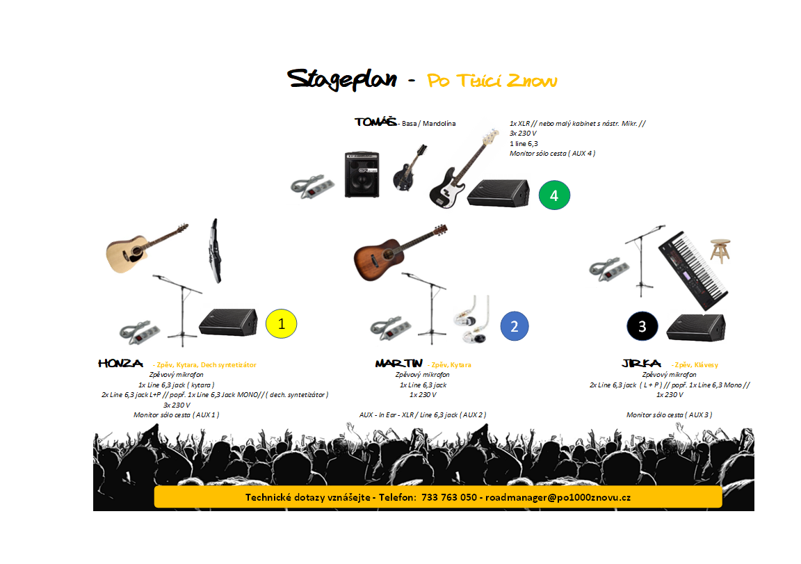 Kapela Po Tisící Znovu a Martin Kasal - Informace pro pořadatele